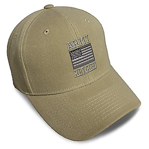 Speedy Pros Baseball Cap Us Army Retired Embroidery Acrylic Dad Hats for Men & Women Strap Closure Khaki