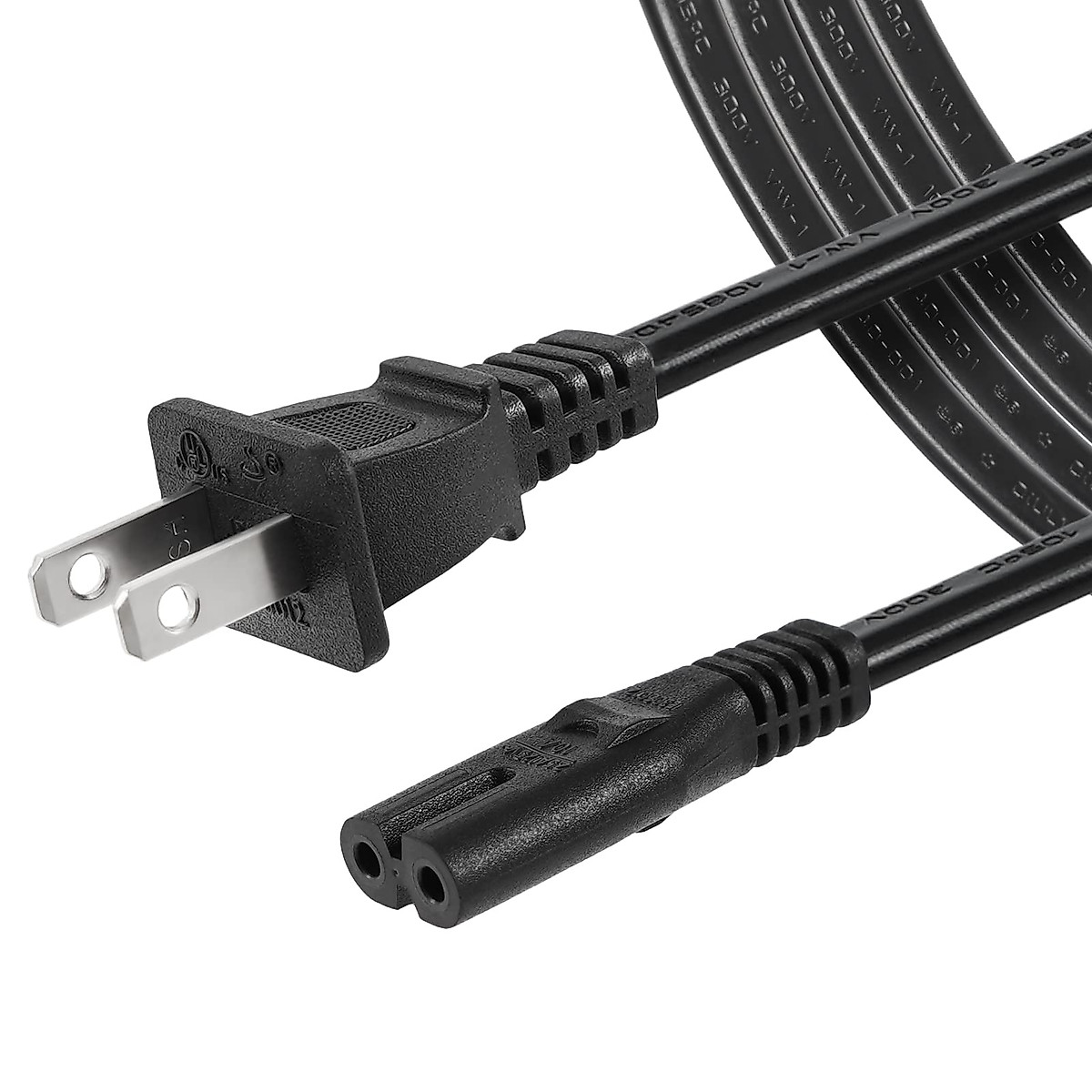 12FT Power Cord 2 Prong Compatible TCL Roku Samsung LG TV