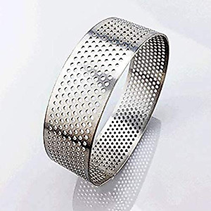 Sunnym 10Pcs Cake Mousse Ring Mould Kitchen Baking Dessert Steel Round Perforated Fruit Pie Quiche Cake Mousse 6cm