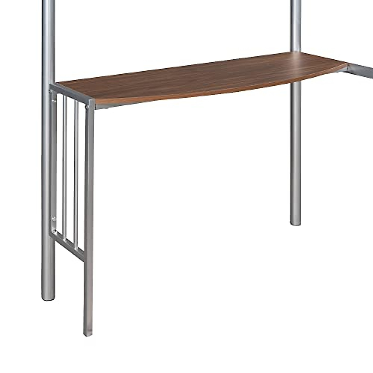 BOVZA Twin Size Loft Bed with Desk, Metal Bed Frame with Ladder and Guardrails, for Kids Teens Adults, Silver