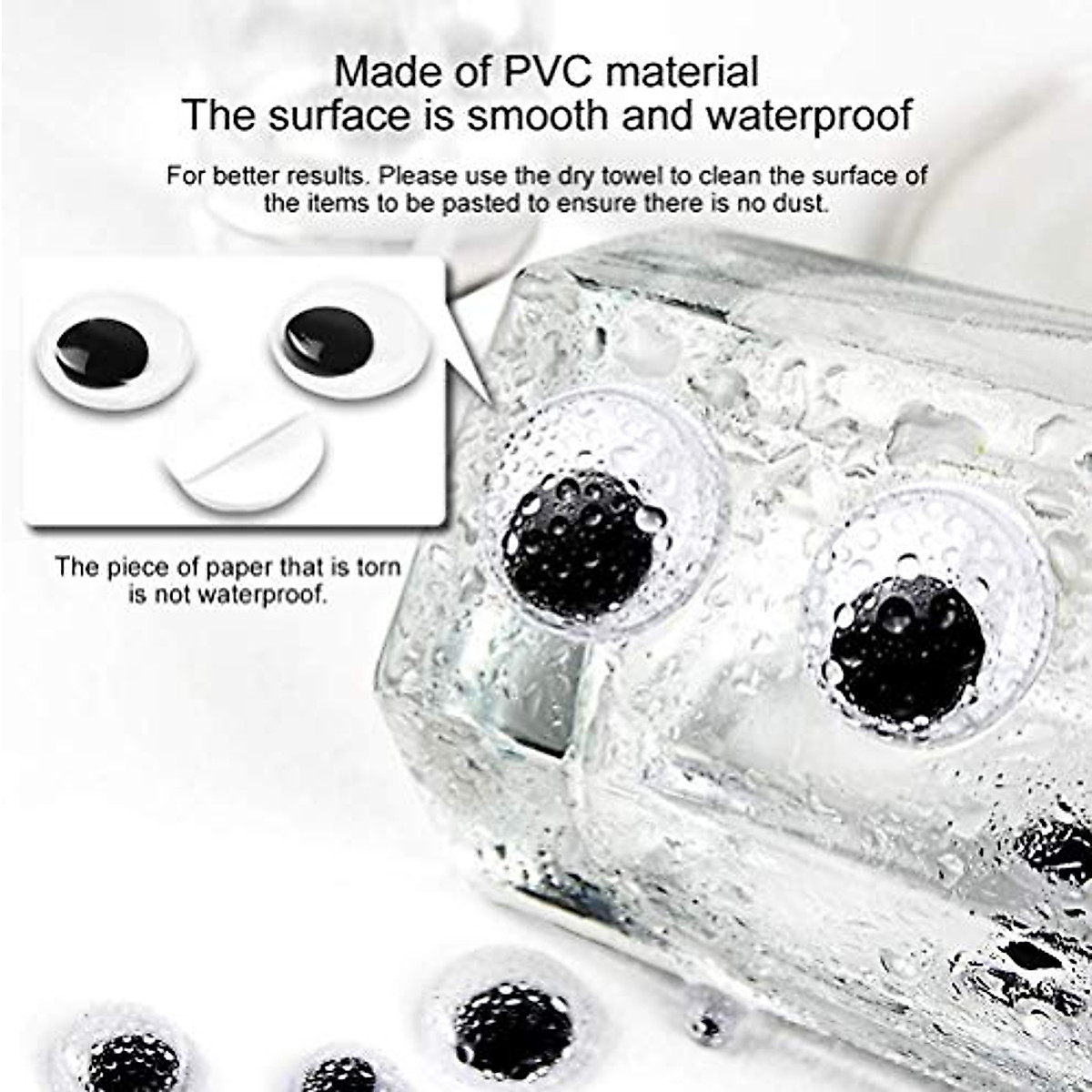 Aibus Pack of 200pcs Googly Eyes Craft Supplies: 0.47in (12mm) 0.49in (15mm), Black Wiggle Googly Eyes with Self-Adhesive