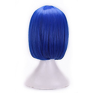 AneShe Short Straight Hair Wig 12 Inches Anime Cosplay Costume Party Wigs (Blue)