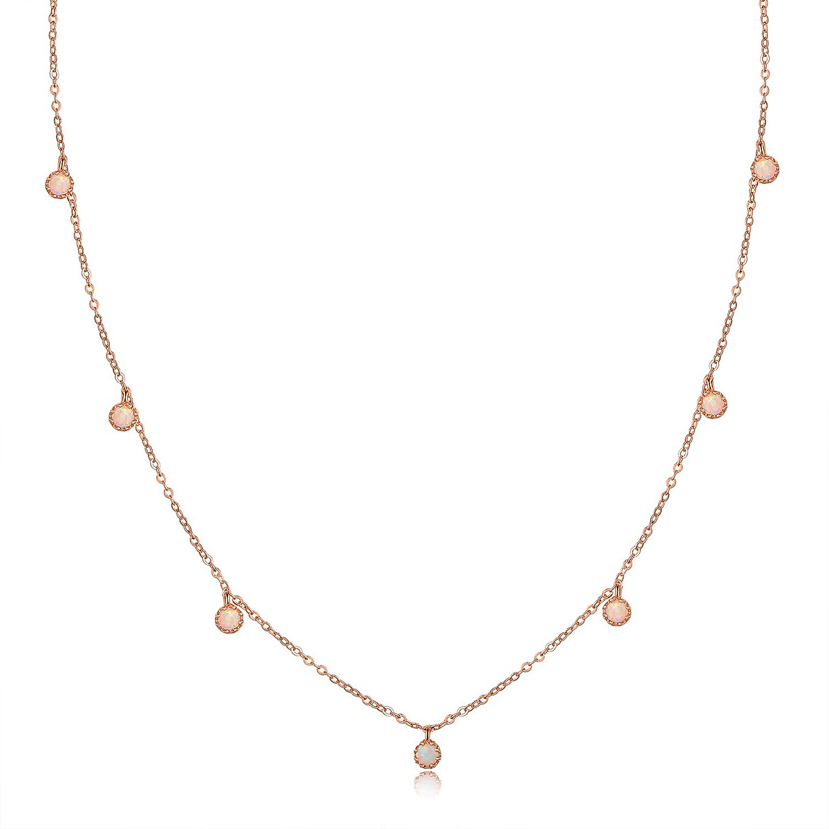 Barzel 18K Rose Gold Plated Created Fire Opal Necklace In 18 Inches with 2 Inches Extension (Rose Gold)