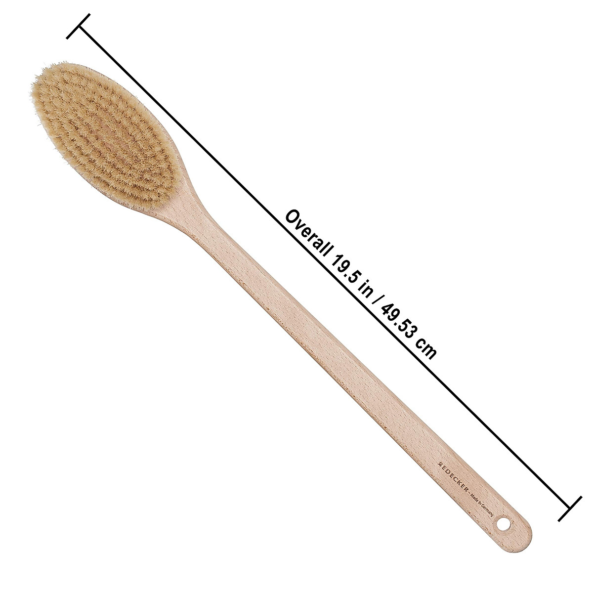 REDECKER Extra Long Beechwood Bath Brush - Natural Pig Bristle Body Brush for Showering, Back Scrubbing, Exfoliating, Dry Brushing and Lymphatic Drainage - Perfect for Hard-to-Reach Areas