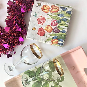 20-ct 6.5 Tulip Mother's Day Decorative Napkins for Decoupage Butterfly Napkins Floral Napkins Paper Floral Paper Napkins Lunch Dinner Pretty Flower Napkins Wedding Birthday Tea Valentine Napkins