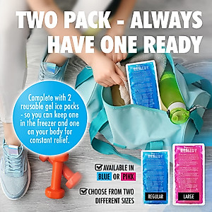 Perfect Remedy 2-Pack Gel Ice Packs for Injuries, Soft and Flexible Hot & Cold Compress, Soothing Ice Packs Aid for Sprains, Strains & Soreness conditions, Alternative to Hot Water Bottles (Blue, Reg)