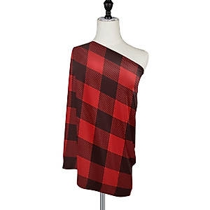 Nursing Cover Breastfeeding Scarf Red Black Buffalo Plaid - Baby Car Seat Covers, Stroller Cover, Carseat Canopy (824a)