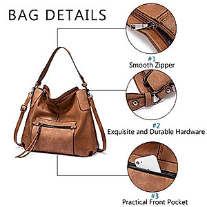 Realer Hobo Bag Women Purse Handbag Large Crossbody Bag Womens Shoulder Bag (Brown)