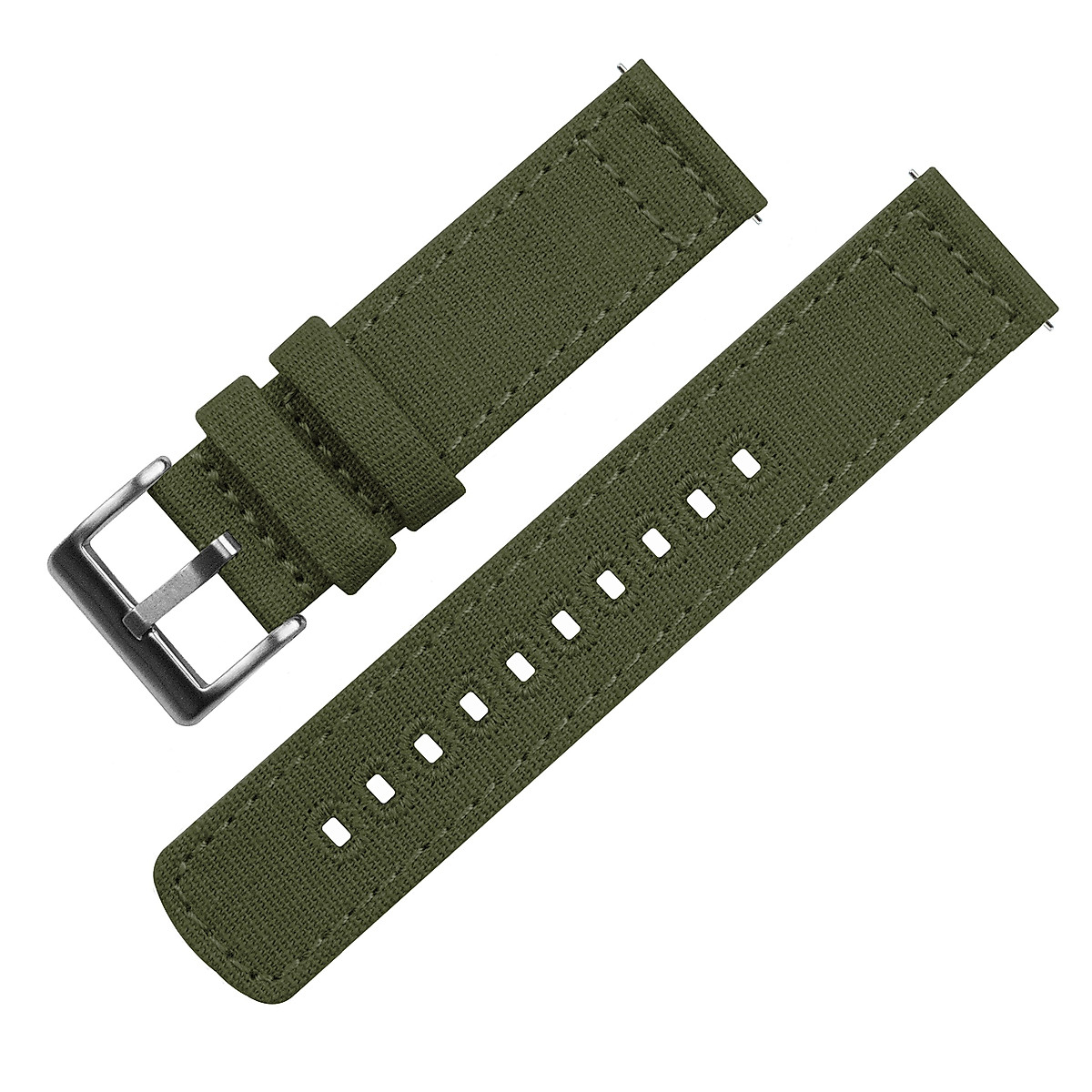 BARTON WATCH BANDS Quick Release Canvas Watch Band Straps, Army Green, 22mm