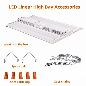 165W LED Linear High Bay Light Fixture, 2FT 22280LM(135LM/W) 5000K Daylight LED Workshops Light,100-277V, 0-10V Dimmable UL/DLC Warehouse Lighting for Exhibition Hall, Supermarkets, 5 Years Warranty