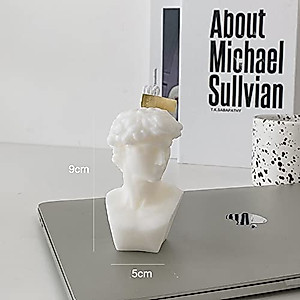 David Bust Statue Scented Candle,110G Aroma Soy Wax Greek Aesthetic Decorative Candle for Table Photo Prop Birthday Gift,Prefect for Meditation Stress Relief Mood Boosting Bath Yoga (White)