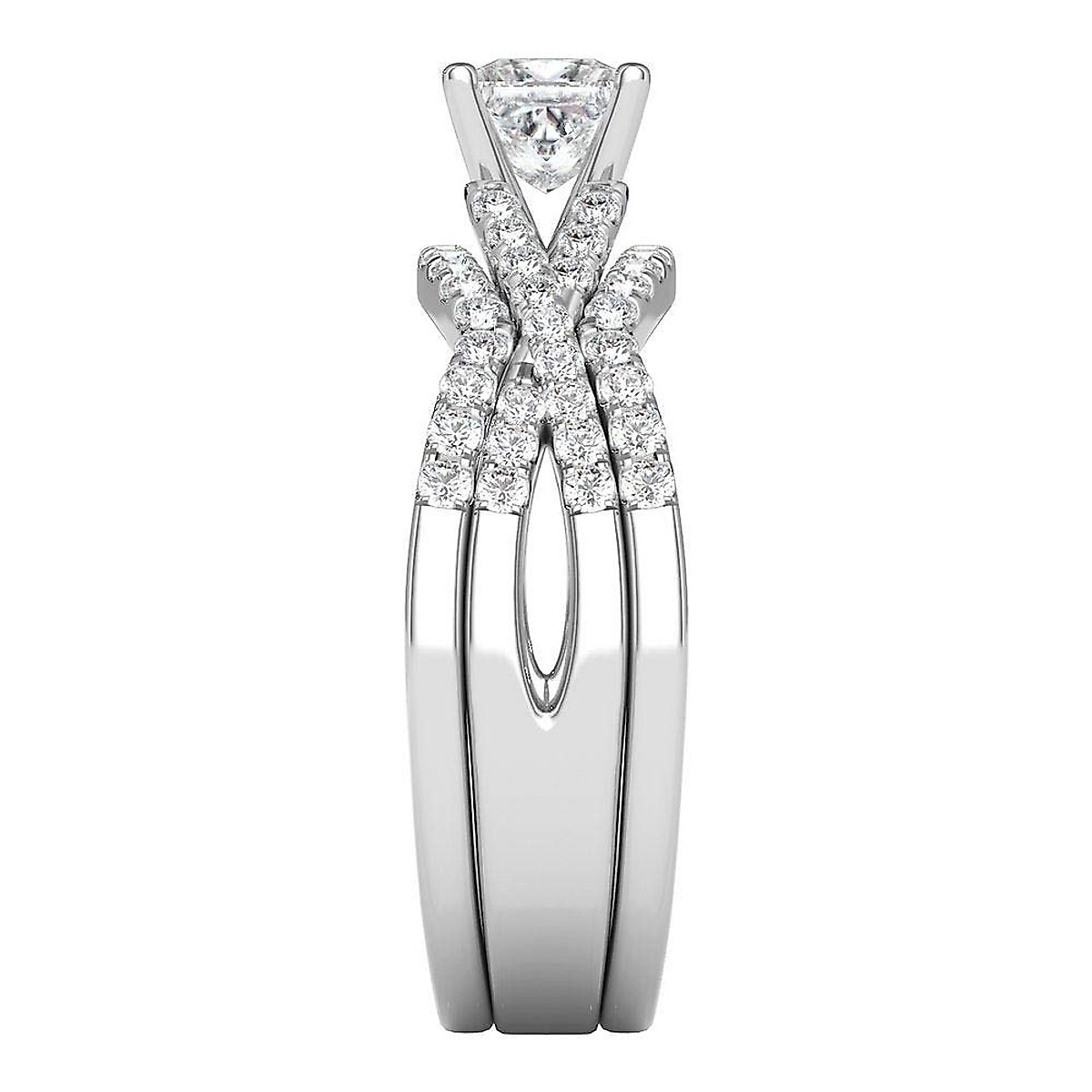 MOTIEL Jewelry Gift 1 ct. tw. Princess Cut Moissanite Bridal Ring Set 925 Sterling Silver 10k 14k 18k Gold Ring Engagement Ring Wedding Ring for Women Ladies (925 Sterling Silver)