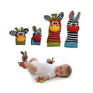 The Season Toys 4pcs Infant Baby Wrist Rattles and Foot Socks Developmental Toys