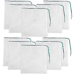 SunGrow Media Filter Bags, White Mesh Nylon Pouch for Holding Aquarium Active Carbon, Bio Rings, Lavender, Spices, Dried Flowers, 10 Pcs per Pack
