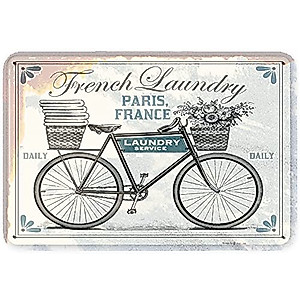 J.DXHYA Tin Poster Metal Sign French Laundry Service S,Laundry Room Decor Laundry Farmhouse 8x12inches Wall Plaque Retro Vintage Signs