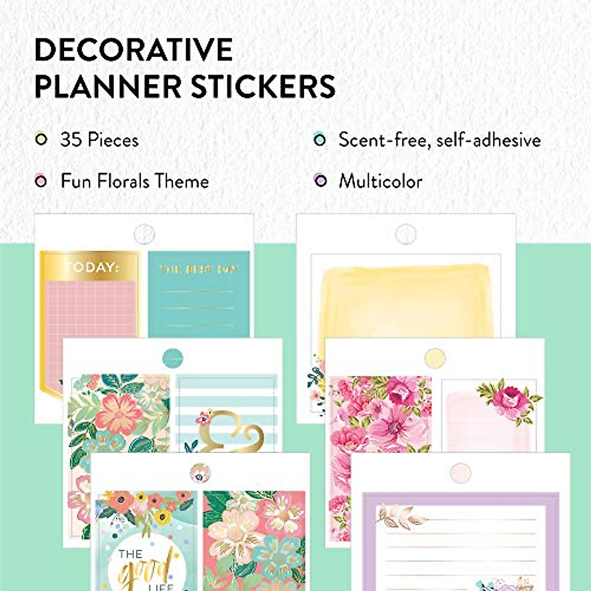 Me & My Big Ideas The Happy Planner Sticker Pad, Tiny, Floral 35 Count