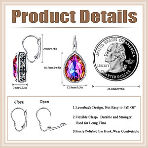 Milacolato Austria Crystal Earrings 18K White Gold Plated Hypoallergenic Leverback Drop Dangle Earrings Vintage Boho Earrings for Women of All Ages