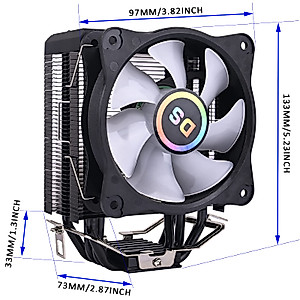 DS 2200RPM PWM CPU Cooling Fans with Black Aluminum CPU Cooler for Mid Full Tower Case, Compatible with Intel LGA 1200 115X 1366, Support ASUS Aura, Mystic Light Control (ARGB Fans, C Series)