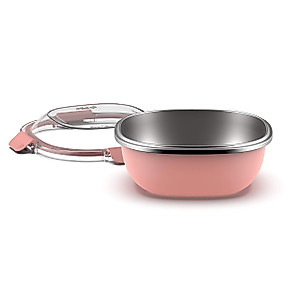 Ello Stainless Steel Lunch Bowl Food Storage Container with Leak-Proof Lid, 6.5 Cup, Peach