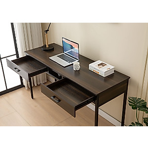 Aerkenga 55 inch Desk with Drawers Large Size Home Office Desk for Bedroom Office Use Desk with Storage Vanity Makeup Desk Drawer Desk Easy Install, Black
