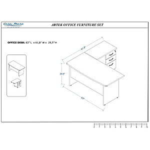 Casa Mare 63" Wood L Shaped Office Desk Right Side w/Lockable Drawers | Lock File Cabinet w/Telescopic Rail & Chrome Handle & Legs | Computer PC Laptop Sturdy Corner Table | Modern Home Study | Creme