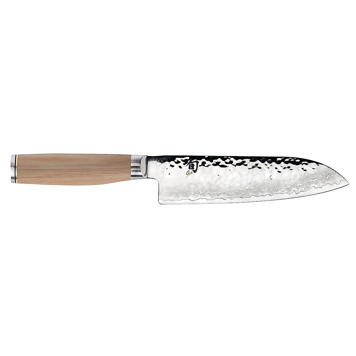 Shun Premier Blonde Santoku Knife, 7 inch VG-MAX Stainless Steel Blade with Tsuchime Finish and Pakkawood Handle, Cutlery Handcrafted in Japan, Silver