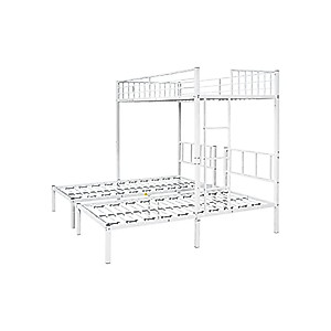 DEYOBED Twin Over Twin&Twin Metal Detachable Triple Bed Bunk Bed with Headboard for 3 Kids Teens