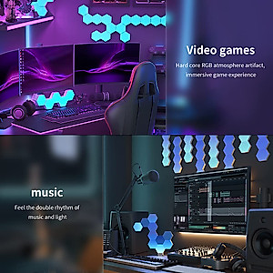 IFTHFOUR Hexagon Wall Lights, Modular, Touch-Sensitive and Remote-Controlled DIY Colorful LED Lamp with USB-Power, Used in Bedroom Living Room Game Room Party Decoration