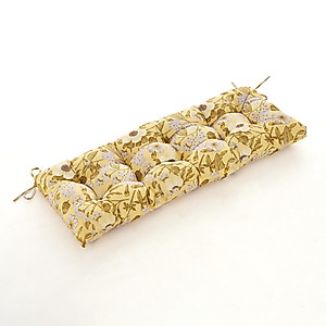 ARTPLAN Patio Bench Tufted Cushion with Tie,Outdoor Loveseat Cushion for Gliders,48x18 Inches,Floral,Beige