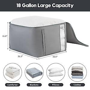 FORCTIBULL Comforter Storage Bags, Durable Oxford Fabric Clothes Organizer for Closet, Washable Collapsible Large Storage Containers for Clothing Blanket Linen Bedding, 2 Pack (18 gallon x 2, Grey)