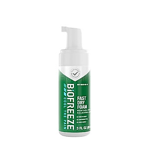 Biofreeze Menthol Pain Relieving Foam 3 FL OZ For Pain Relief Of Sore Muscles, Arthritis, Simple Backaches, And Joint Pain. Fast Drying, Lightweight, Powerful Topical Pain Reliever (Package May Vary)