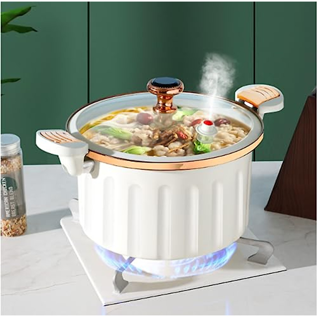 Non-stick Enamel Micro Pressure Cooker，2023 New 8L Multifunctional Time Saving Non Stick Stockpot,Pressure Cooker Soup Stew Pot Enamel Soup Pot for Kitchen (Blue)