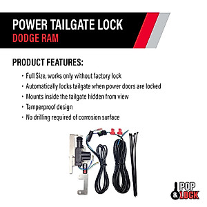 Pop & Lock PL8340 Power Tailgate Lock for Dodge Ram Models 1500, 2500, and 3500
