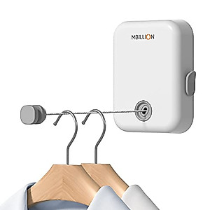 Mbillion Retractable Clothesline Indoor Outdoor,Heavy Duty Clothes Drying Laundry Line Retracting Hanging Clothes Line with Lock to Prevent Sagging White