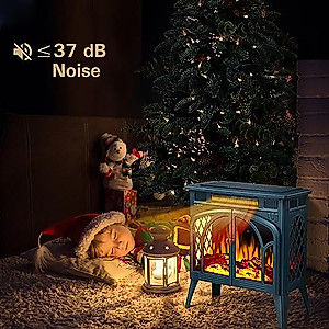 Havato Electric Fireplace Heater with Remote Control, Overheating-Protection, Realistic Flame, 5100 BTU Output, 25" Freestanding Electric Fireplace Stove for Indoor Use, Dark Green