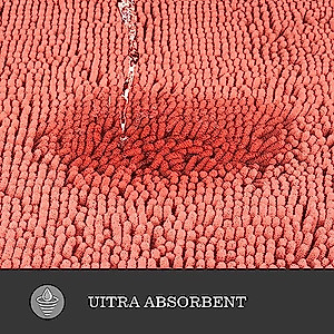 Yeaban Coral Bathroom Rugs – Thick Chenille Bath Mats | Absorbent and Washable Bath Rug Non-Slip, Plush and Soft Rugs for Bathroom, Kitchen, Shower, Sink - 17" x 24"