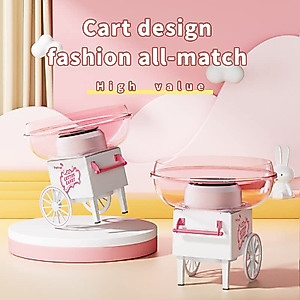 KLLsmDesign Cotton Candy Machine for Kids, Cart Design Desktop Electric Cotton Candy Maker with 10 Reusable Cones & Sugar Scoop for Children's Birthday Gift Family Party Holiday Use