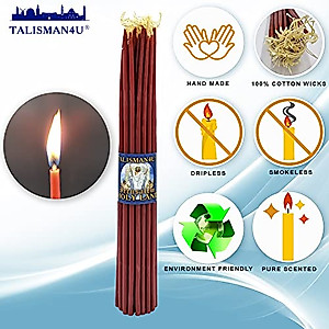 33 Natural 100% Beeswax Taper Candles 11 inch Tall Blessed Church Jerusalem Holy Land Candles (Red)