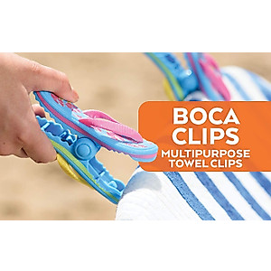 O2COOL Bocaclips - Beach Towel Clips for Beach Chairs, Patio and Pool Accessories Clothes Pins or Bag Clips - (Flip Flop) 4 Clips