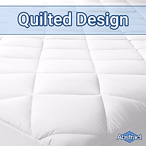 Abstract Twin Mattress Topper - Quilted, Fitted Mattress Pad Twin Deep Pockets - Breathable Cooling Soft Cotton Twin Bed Mattress Topper - Pillow Topper- 39" x75" Twin, White