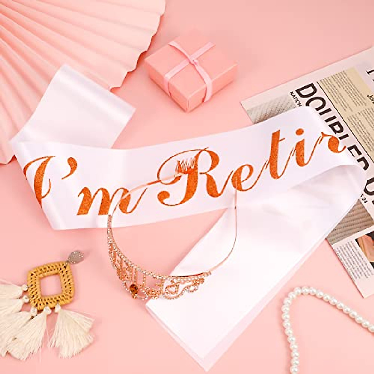 Retirement Party Decorations, Retirement Gifts for Women Retired Tiara Retired Crown Rose Gold