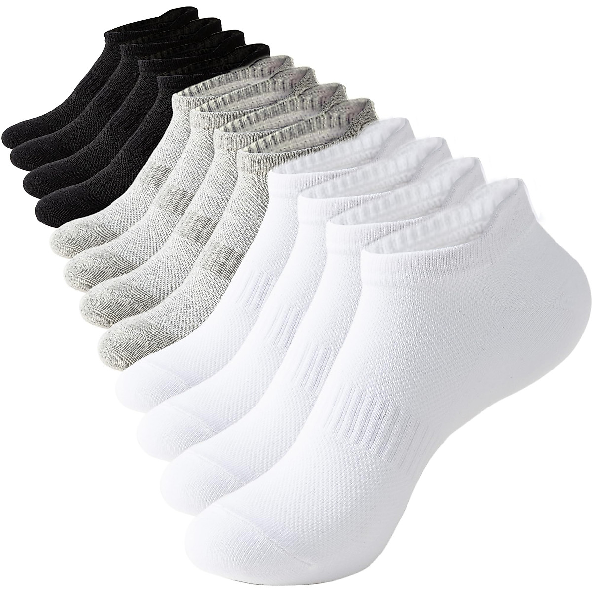 Irisbear Ankle Socks for Women Running Athletic Low Cut Tab Socks Sports No Show Socks 6-Pairs White/Black/Gray