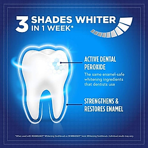 REMBRANDT Deeply White + Peroxide Whitening Toothpaste with Fluoride, Removes Tough Stains, Rehardens and Strengthens Enamel, Peppermint Flavor, 3.5 Ounce, Pack of 12