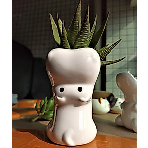 Cuteforyou Cute 5 Inch Tall Cartoon Animal Hippo Shaped Ceramic Succulent Cactus Flower Plant Pot Planter - Plant Not Included