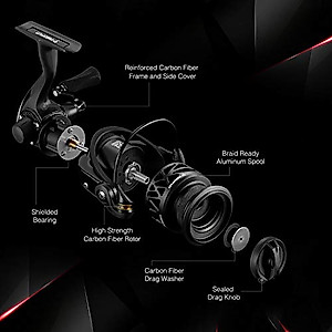 Piscifun Carbon X Spinning Reels, Carbon Frame and Rotor, Ultralight 5.1oz Spinning Fishing Reel, 5.2:1 Low Speed Gear Ratio, 10+1 Shieled BB Smooth Powerful Fishing Spinning Reel 500 Series