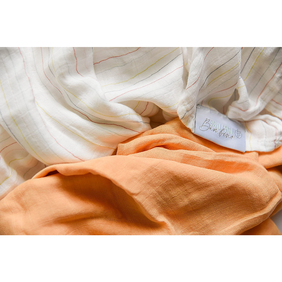 Brilliant Bambino - Baby Swaddle Blanket - 2 Pack | Retro Stripes + Boho Golden Set | Muslin Cotton Blend | Newborn Essentials | Boys & Girls | Hospital Receiving Blanket | Vintage Baby