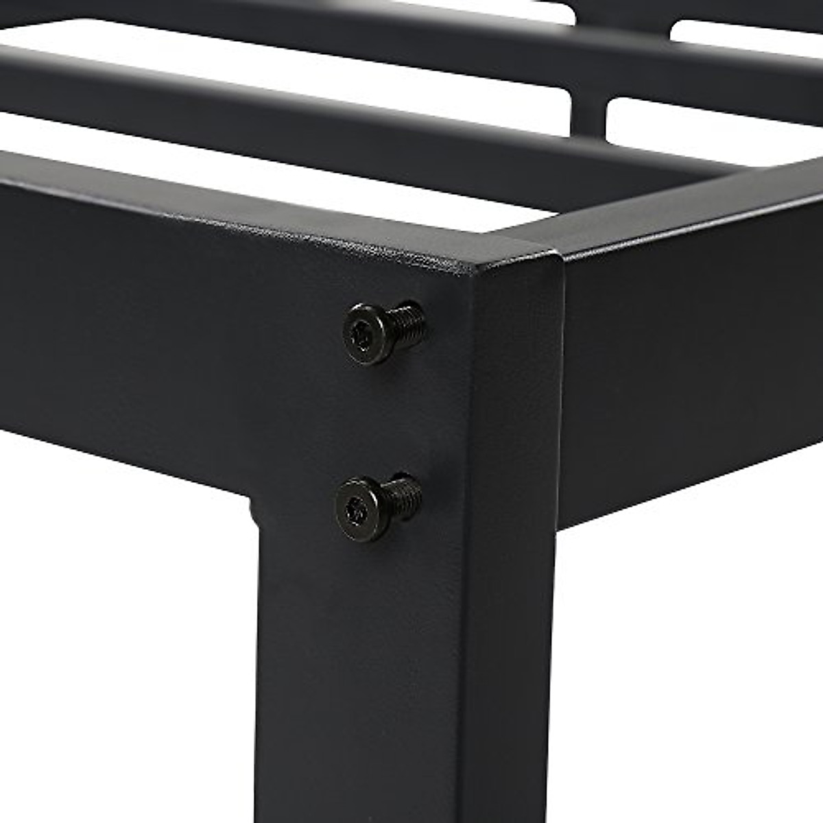 Sleeplace 14 Inch Heavy Duty Steel Slat Bed Frame/Non-Slip/Under-Bed Storage/No Box Spring Needed/No Squeaking/Bedroom Basic/Modern, Black, King