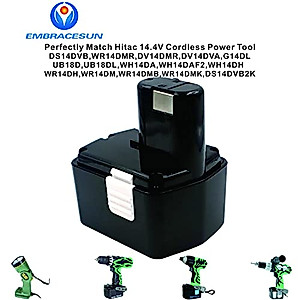 EMBRACESUN 3000mAH Power Battery Bank HIT14.4A NiMh Battery 14.4V Replacement for Hitach 14.4V Battery EB1412S EB1414 EB1414L EB1414S EB1420RS EB1424 EB1426H EB1430H EB1430R EB14B EB14H EB14S EB14B