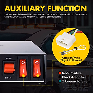 Xprite 8 Tones 200 Watt Emergency Warning Siren Extra Slim Speaker PA System Kit w/Handheld Microphone & 2 Lights Control Switches