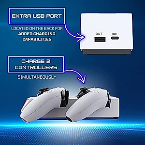 Nyko Dualsense Charging Station for Playstation 5 - Drop and Charge Base for 2 PS5 Controllers w/LED Indicators and Extra USB Port - Playstation 5 DualSense Controller Charge Stand - PS5 Accessories